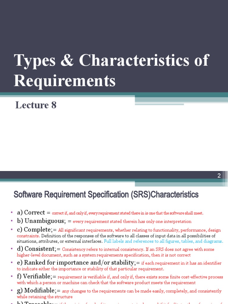 Types & Characteristics of Requirements | PDF | System | Reliability Engineering