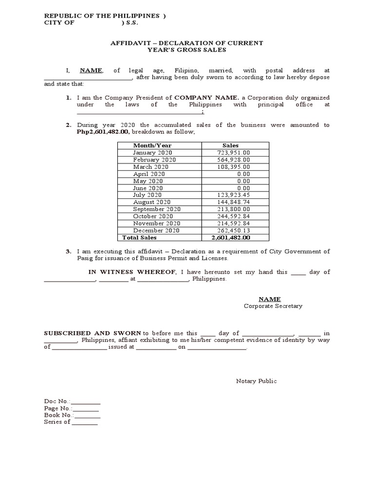 Republic of The Philippines) City Of) S.S | PDF | Affidavit | Common Law