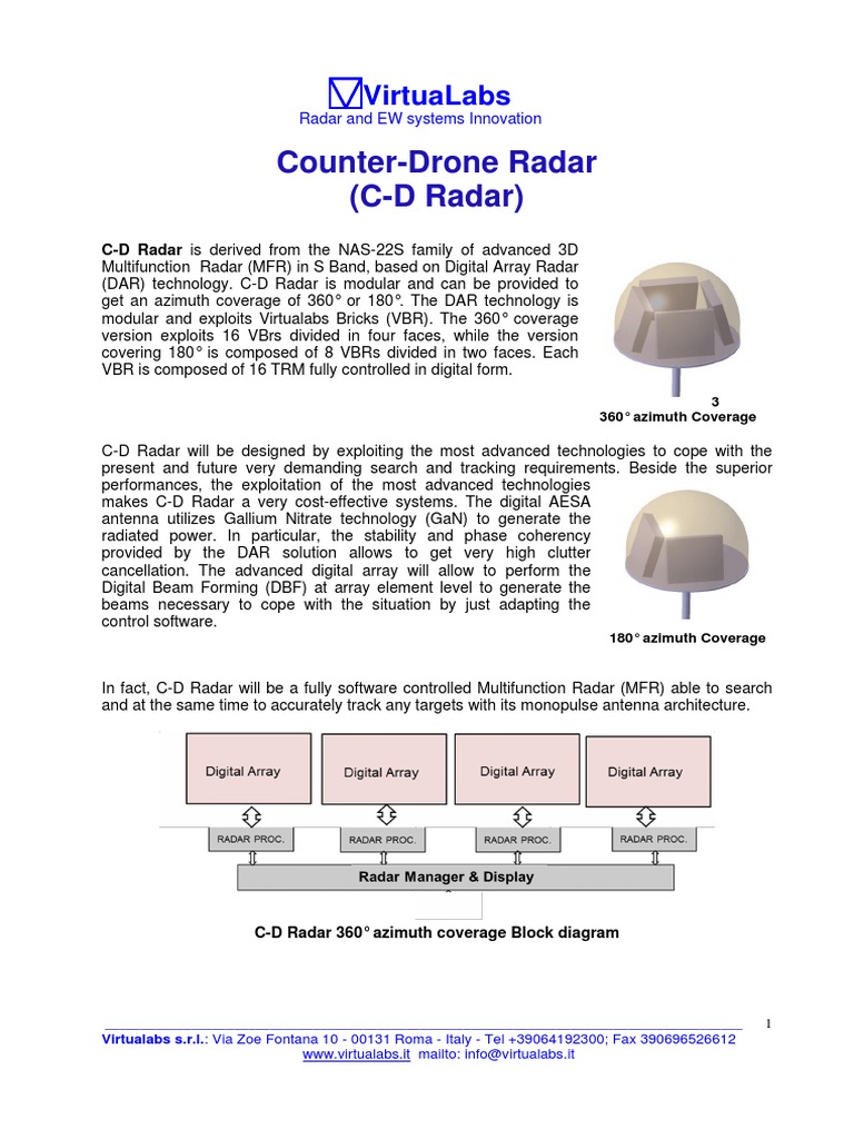 Counter-Drone Radar (C-D Radar) : Virtualabs | PDF | Radar | Microwave ...