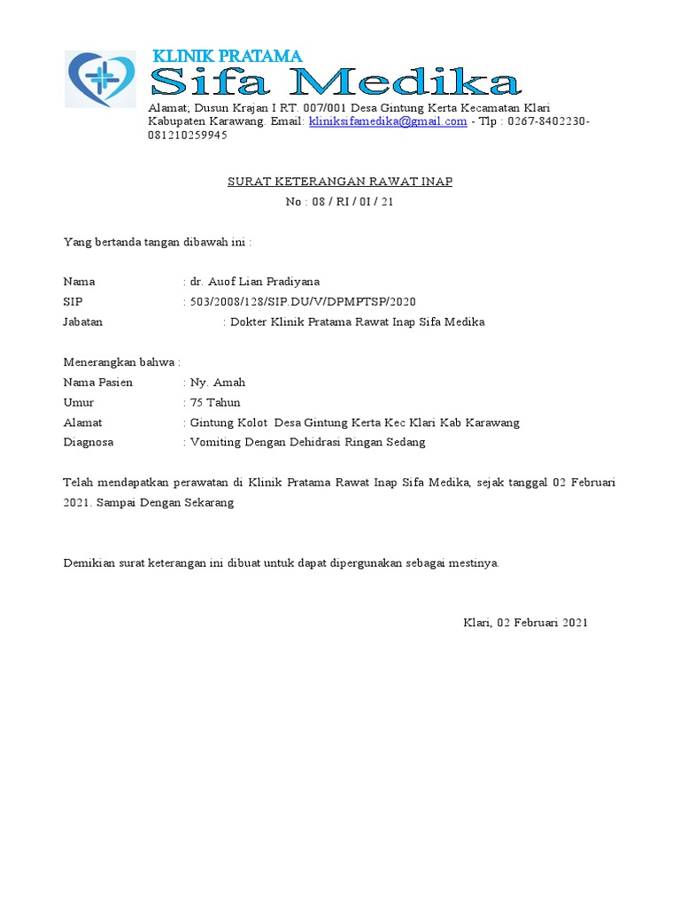 Surat Keterangan Rawat Inap | PDF
