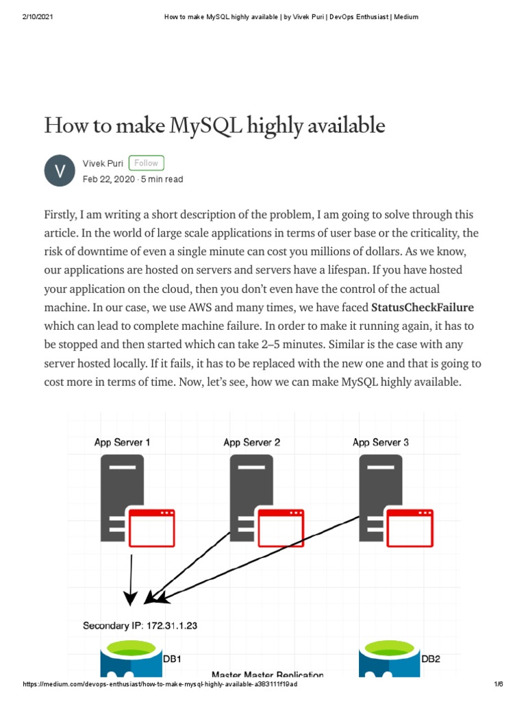 How To Make MySQL Highly Available - by Vivek Puri - DevOps Enthusiast ...