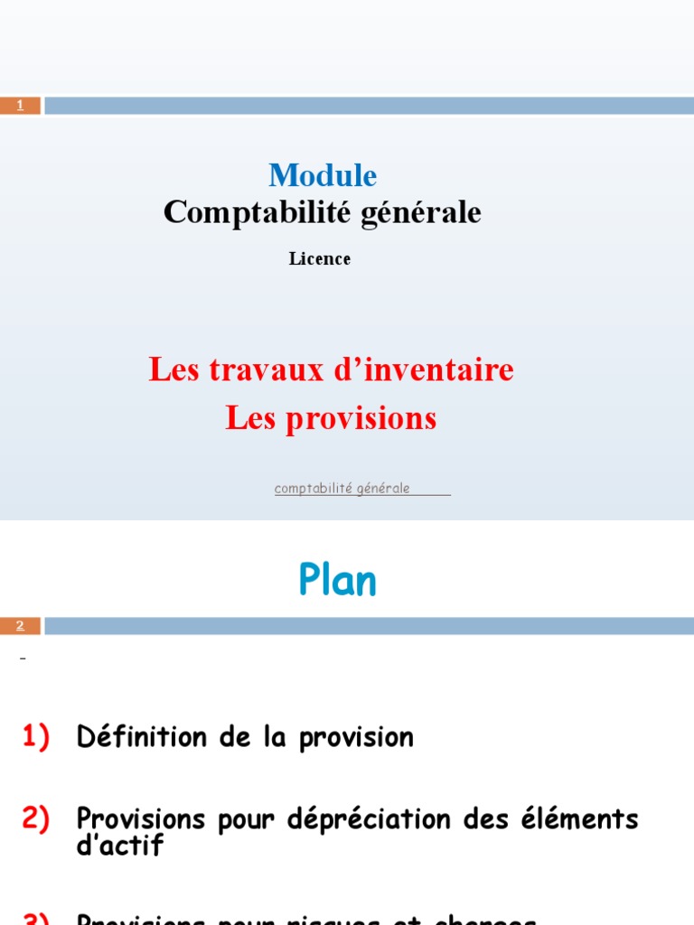 Cours Provision | PDF | Comptabilité | Immobilisations