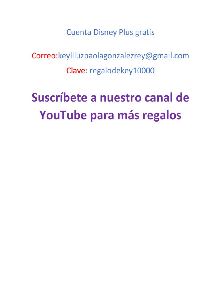 Cuenta Disney Plus Gratis 2222222 Pdf