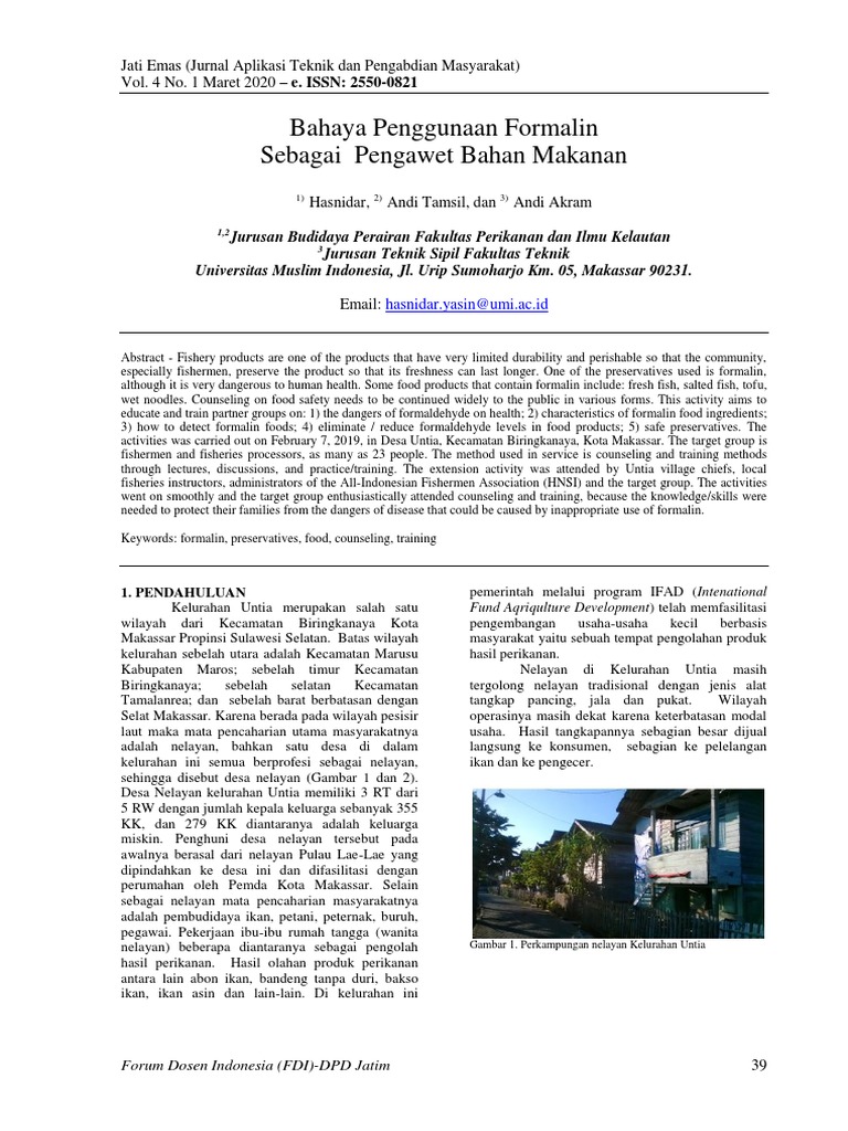 Bahaya Penggunaan Formalin Sebagai Pengawet Bahan Makanan | PDF ...