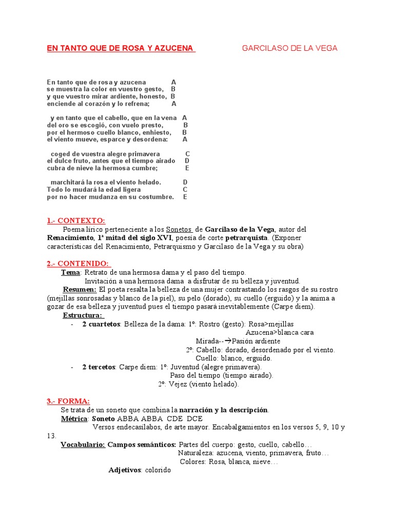 En Tanto Que de Rosa y Azucena | Descargar gratis PDF | Sonetos | Poética
