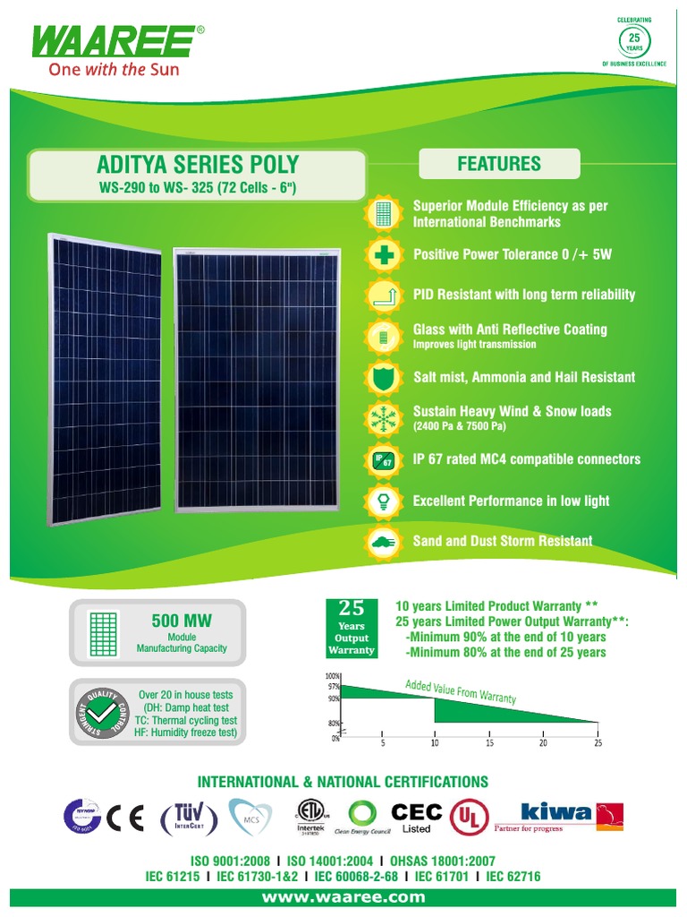 Panel Solar 320w-Waaree-Multi 72 Cells | PDF