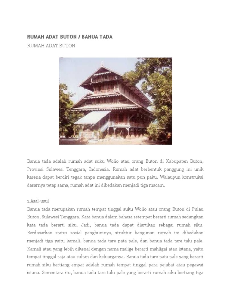 Rumah Adat Buton | PDF