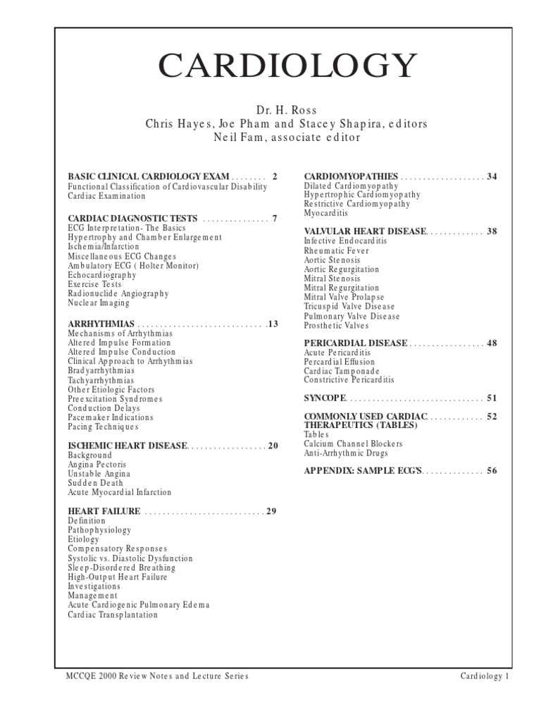 Review Notes 2000 - Cardiology | PDF | Electrocardiography | Heart