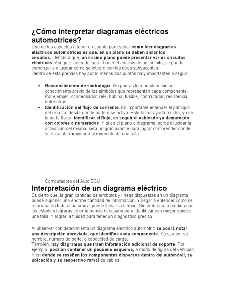 Cómo Interpretar Diagramas Eléctricos Automotrices | PDF | Coche | Red ...