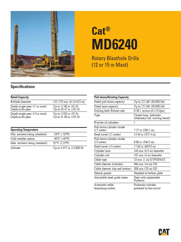 Rotary Blasthole Drill-MD6240 | PDF | Horsepower | Pipe (Fluid Conveyance)