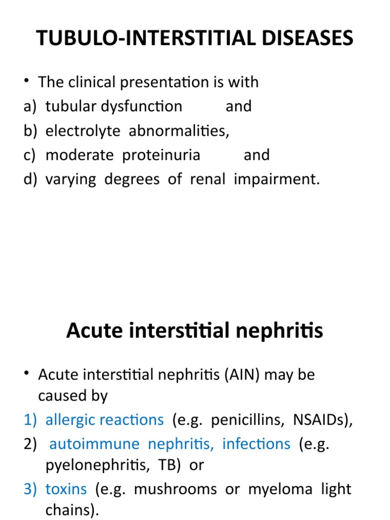 Tubulo-Interstitial Diseases | PDF | Kidney Disease | Kidney