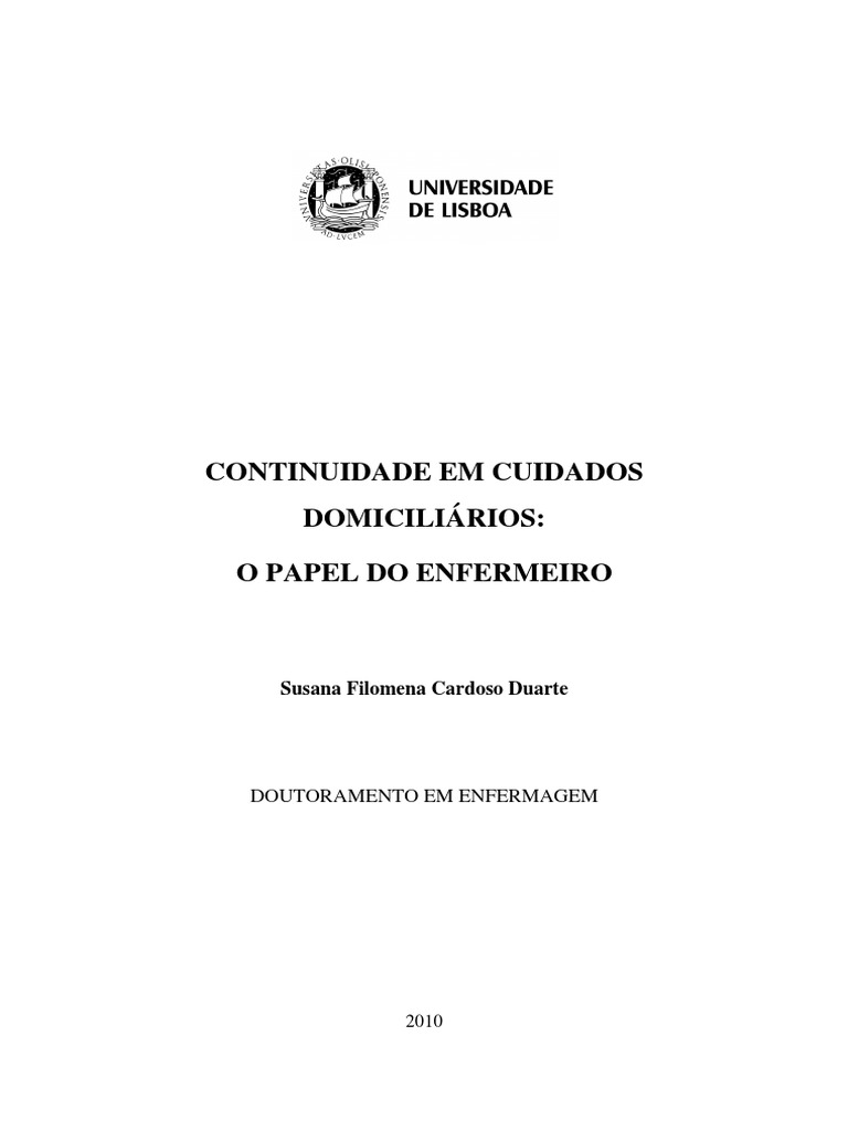 SUSANA FILOMENA CARDOSO DUARTE Continuidade em Cuidados DomiciliÃ¡Rios ...