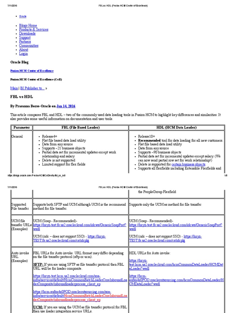 FBL Vs HDL (Fusion HCM Center of Excellence) | PDF