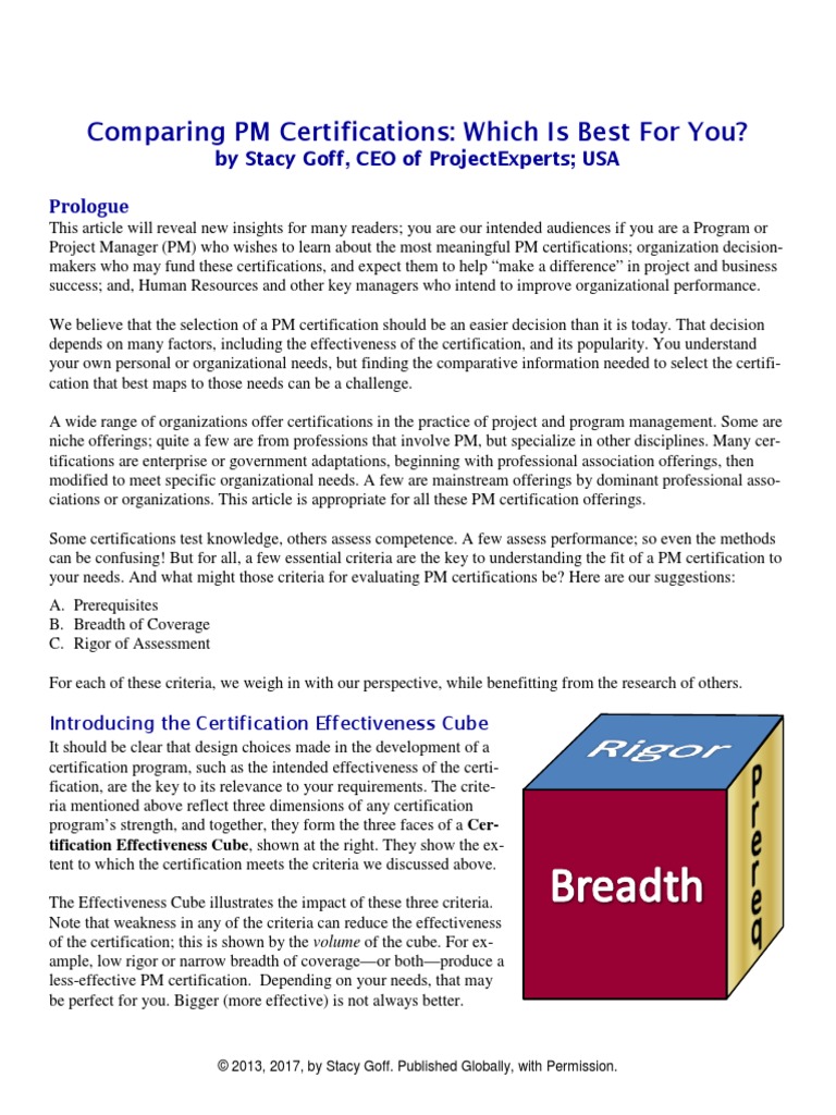 Comparing PM Certifications: Which Is Best For You?: by Stacy Goff, Ceo ...