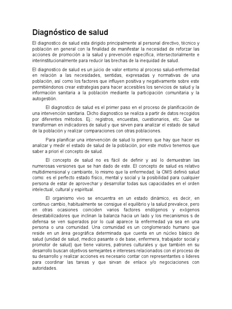 Diagnóstico de salud | PDF | Diagnostico medico | La naturaleza humana