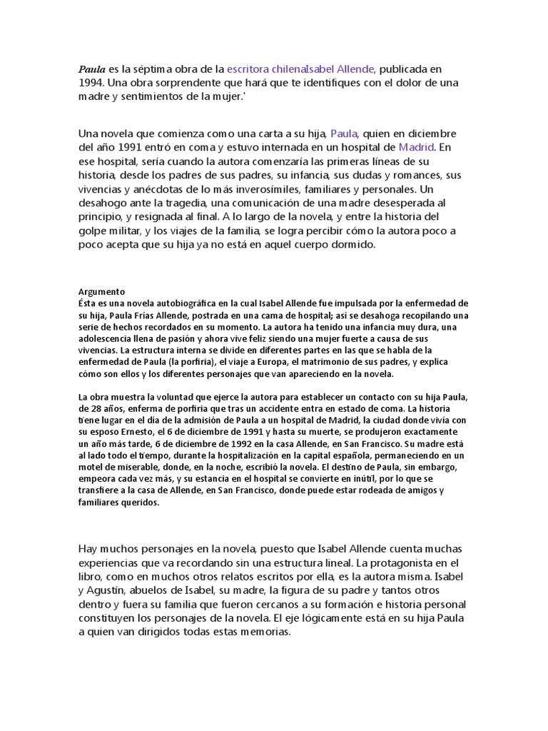 Libro Paula Pdf Novelas Hospital Y Clinica