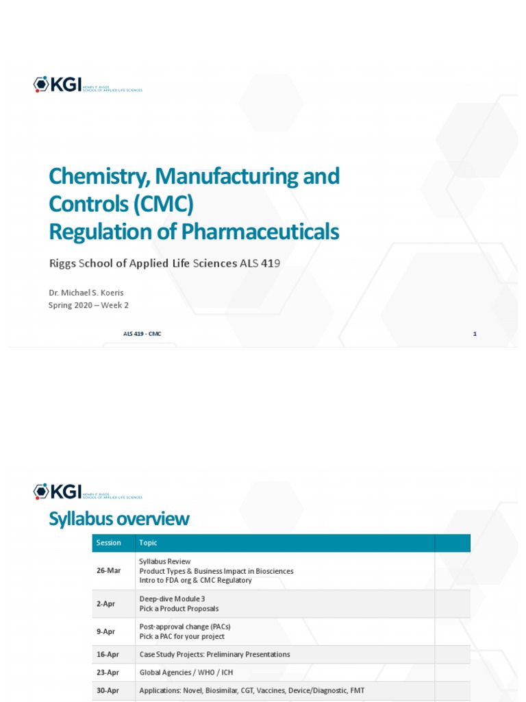 Chemistry, Manufacturing and Controls (CMC) Regulation of ...
