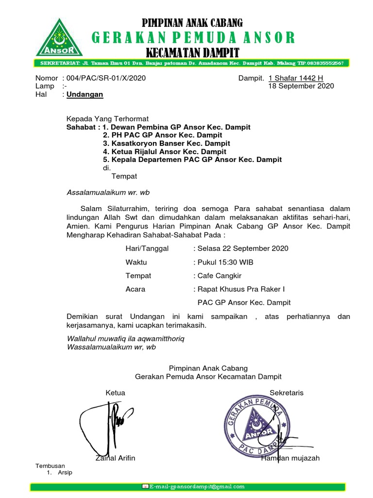 Undangan Rapat Raker | PDF