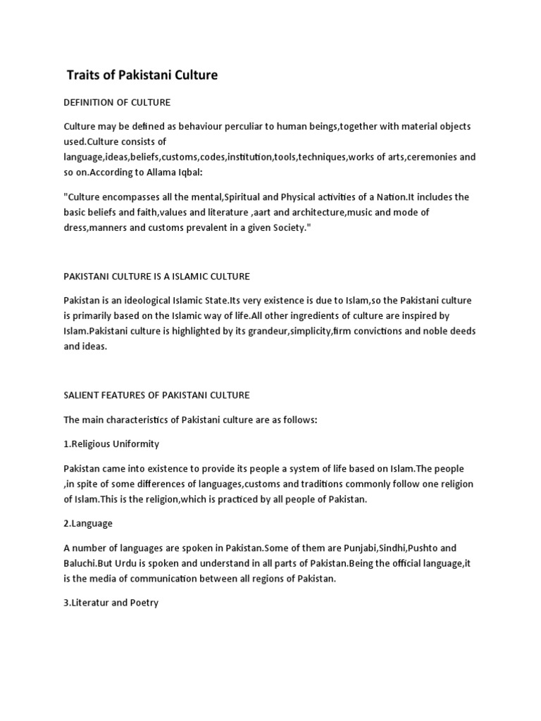 Traits of Pakistani Culture | PDF | Pakistan | Sufism