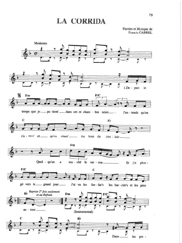 Francis Cabrel La Corrida | PDF