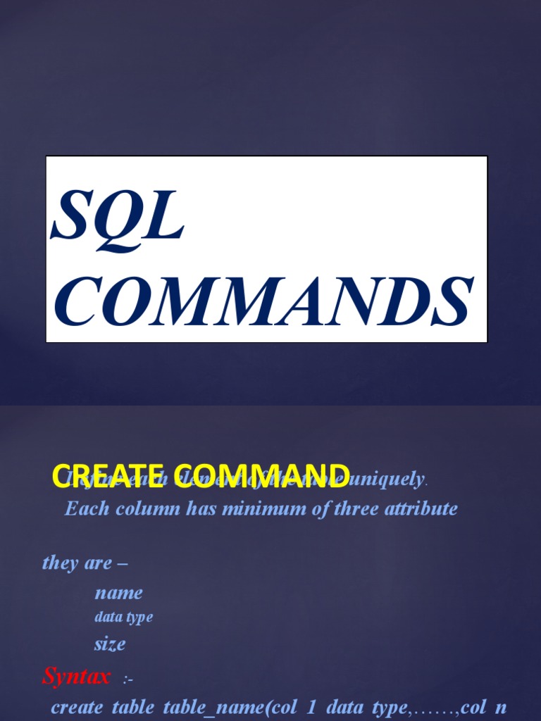SQL Commands | PDF