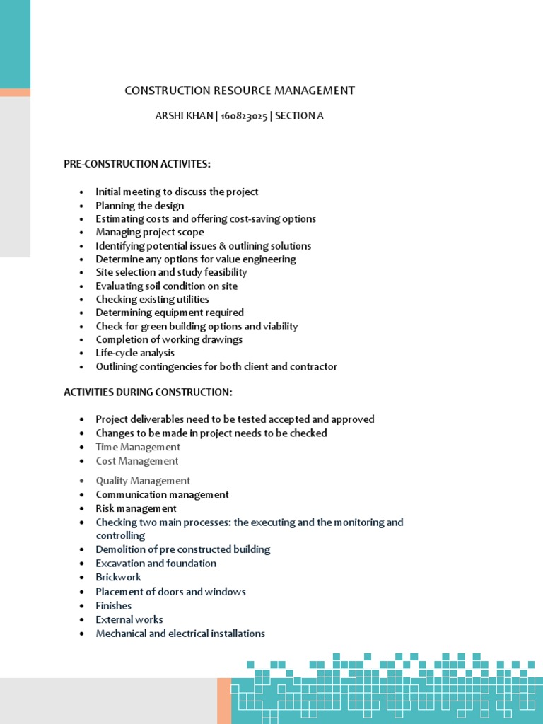 Construction Resource Management Overview | PDF | Technology & Engineering