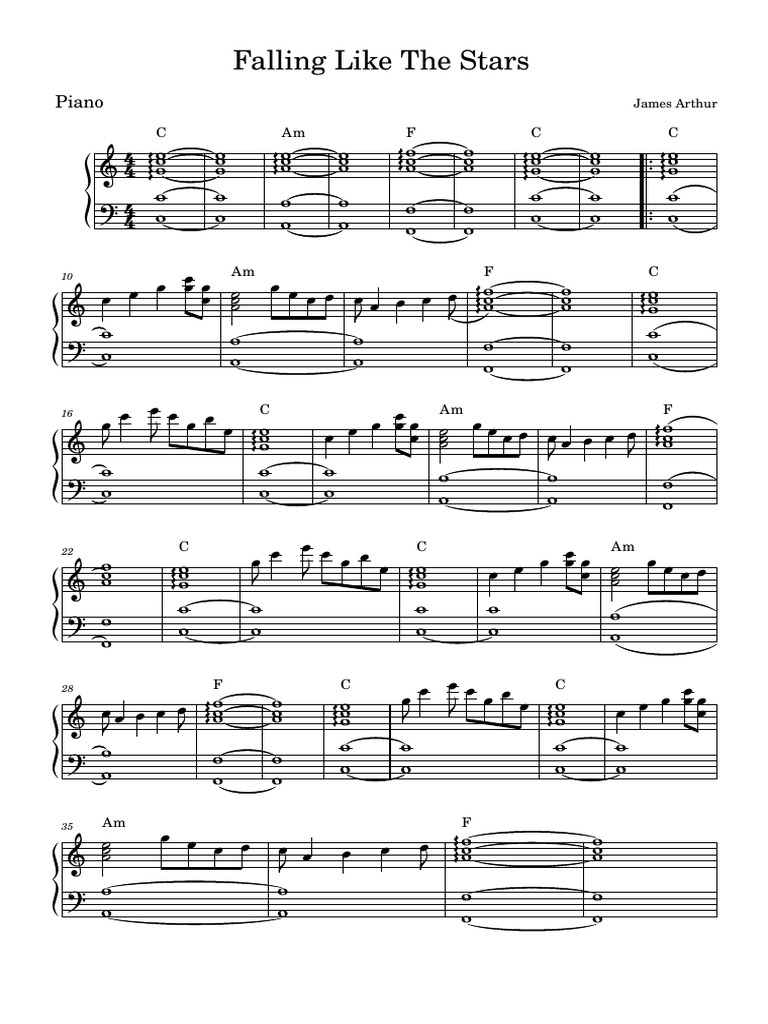 1 Falling Like Stars - James Athur - Piano | PDF