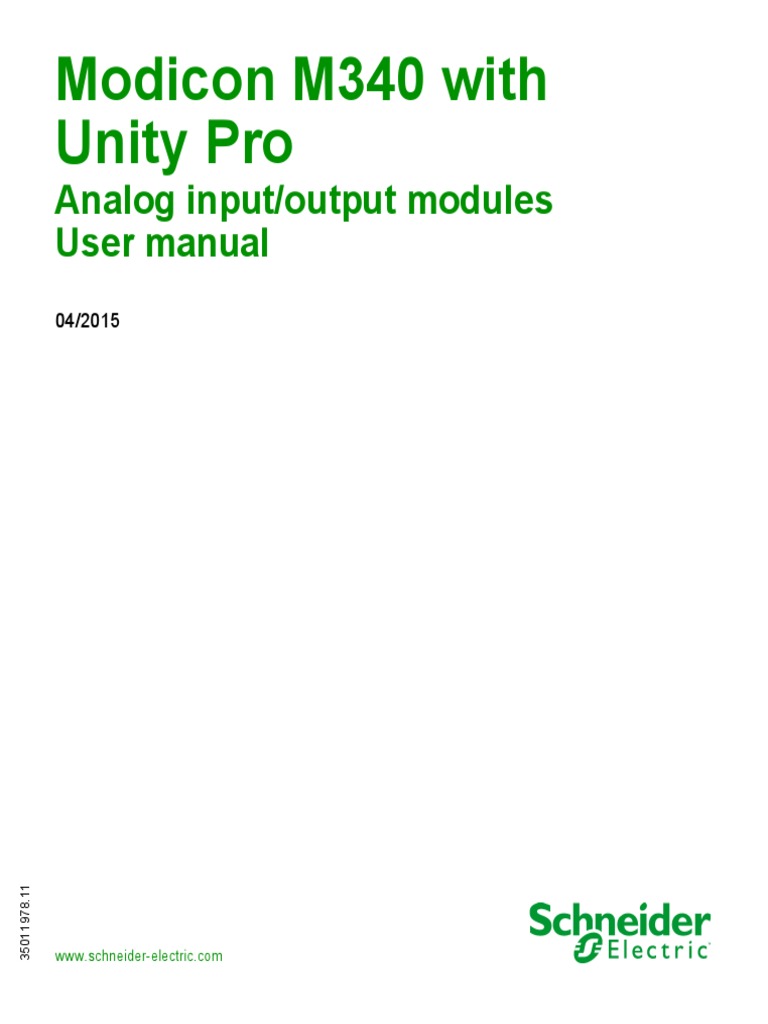 Modicon M340 With Unity Pro: Analog Input/output Modules User Manual ...
