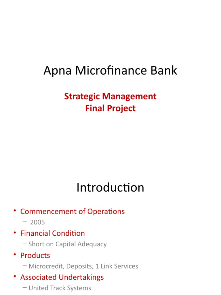 Apna Microfinance Bank: Strategic Management Final Project | PDF ...