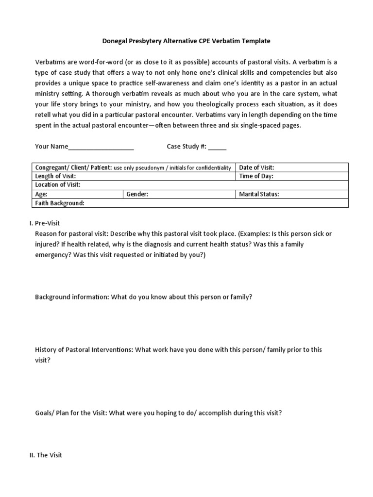 CPE Verbatim Template Guide | PDF | Human Nature | Cognition