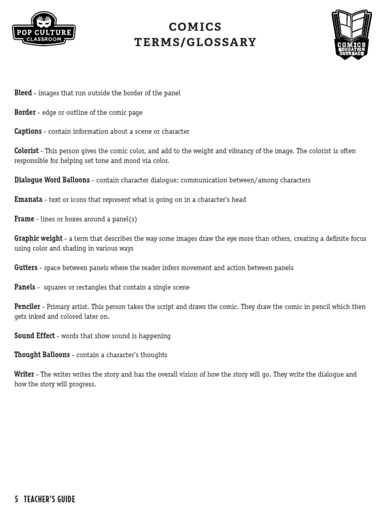 Comics Terms/Glossary: Responsible For Helping Set Tone and Mood Via ...