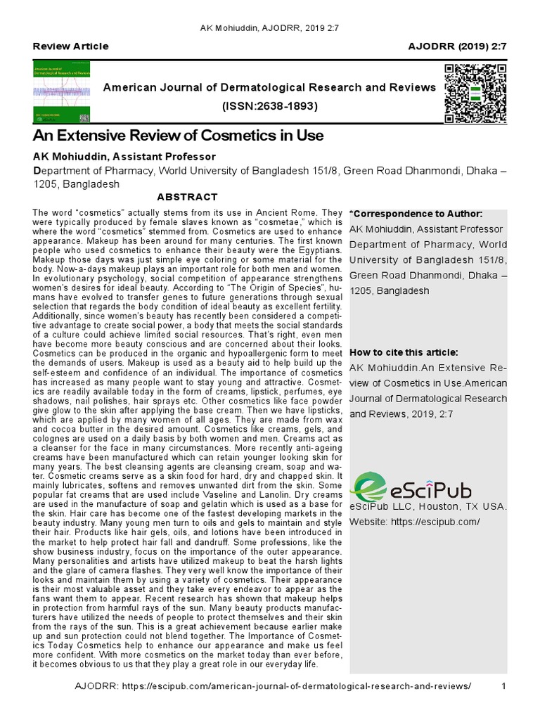 An Extensive Review of Cosmetics in Use | PDF | Cosmetics | Nature