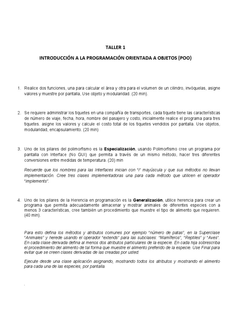 Taller POO Básico | PDF | Herencia (Programación Orientada a Objetos ...
