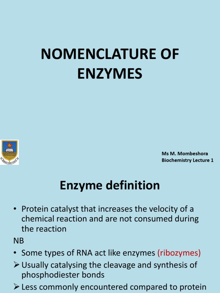 Biochem 1 - NOMENCLATURE OF ENZYMES | PDF | Cofactor (Biochemistry ...