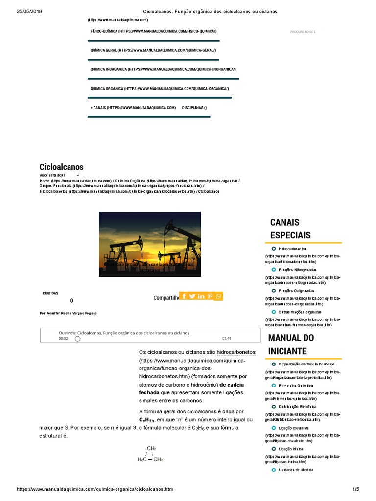 Cicloalcanos. Função Orgânica Dos Cicloalcanos Ou Ciclanos | PDF ...