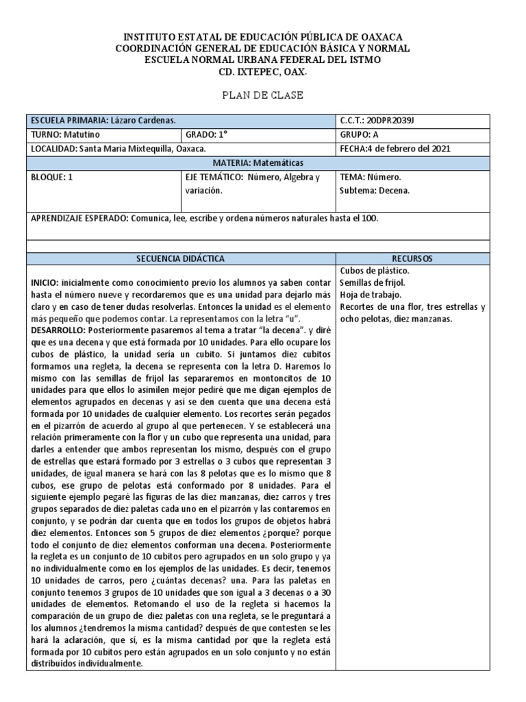 Formato Plan de Clase | Descargar gratis PDF | Educación primaria | Science