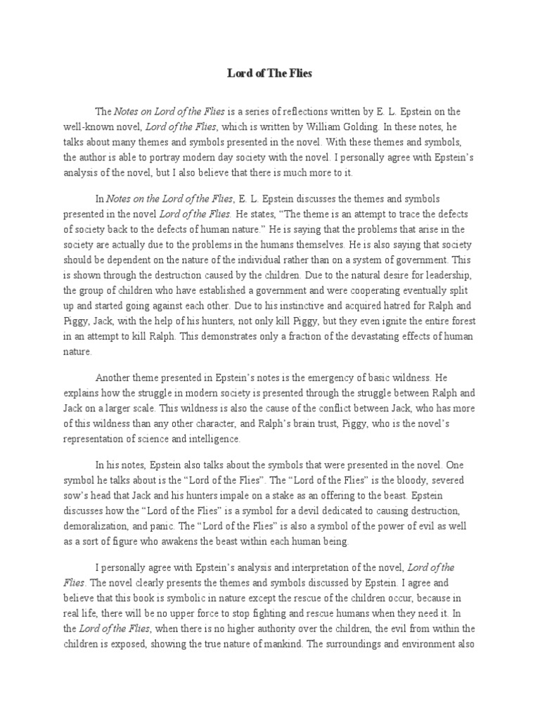Lord of The Flies 1 | PDF | Human Nature