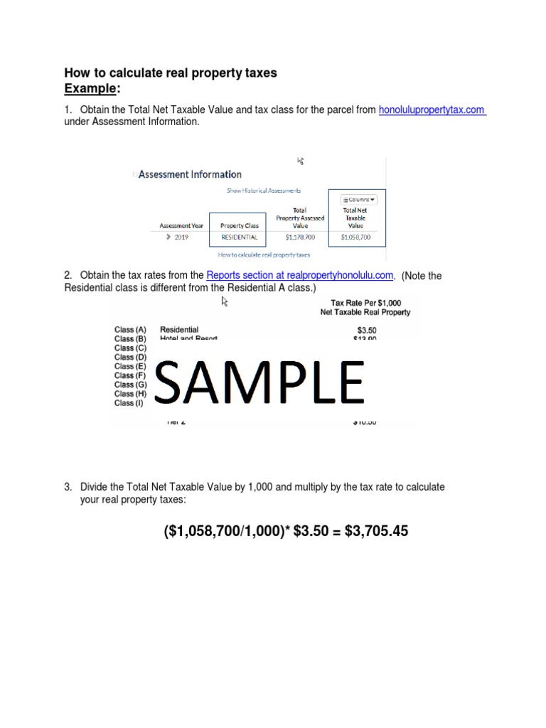 How To Calculate Real Property Taxes Example | PDF | Law
