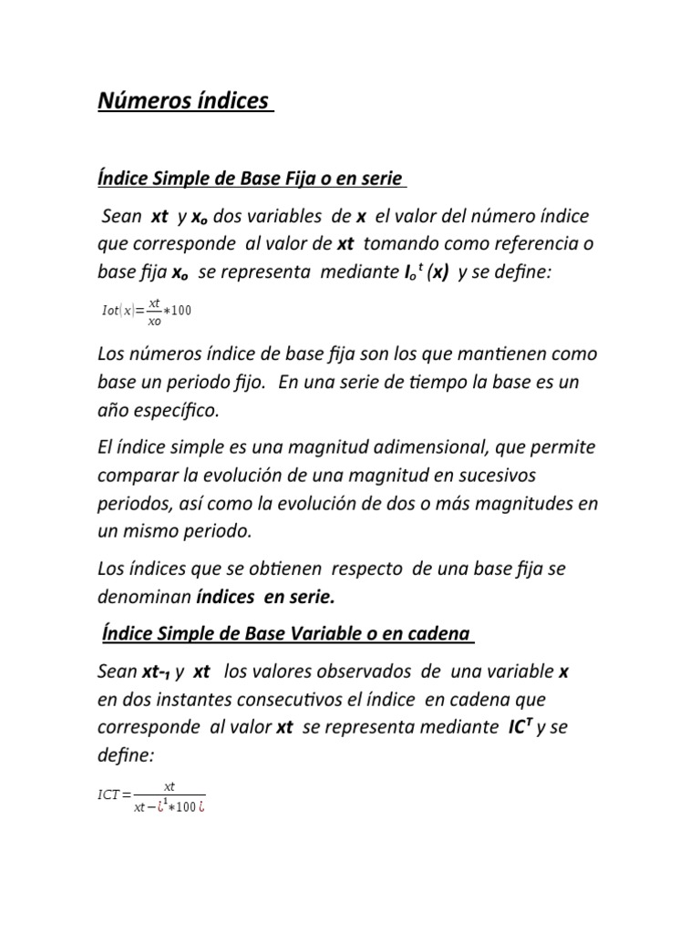 Tipos de índices y su cálculo para medir la evolución de magnitudes en ...
