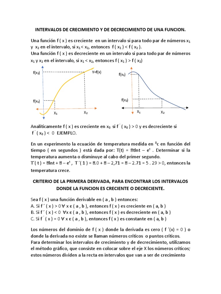 Intervalos de Crecimiento y de Decrecimiento de Una Funcion | PDF | Intervalo (Matemáticas ...