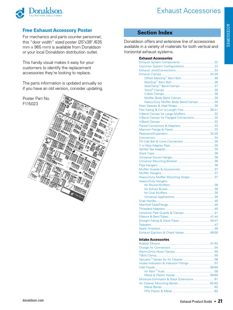 Donaldson Intake & Exhaust Catalog | PDF | Pipe (Fluid Conveyance) | Screw