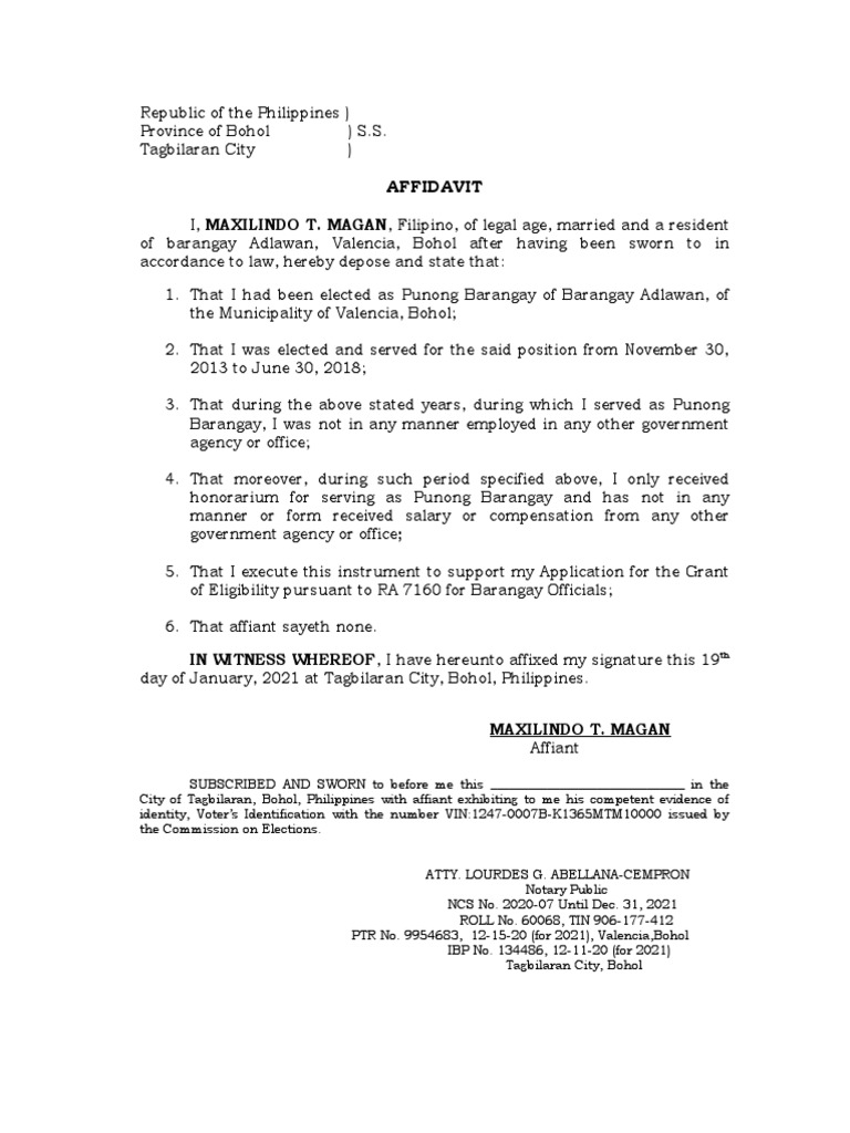 Personal Affidavit Government Service Appointed CSC | PDF | Social Science | Law