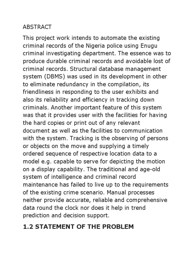 Computerized Crime Tracking Information System | PDF | Criminal Record ...