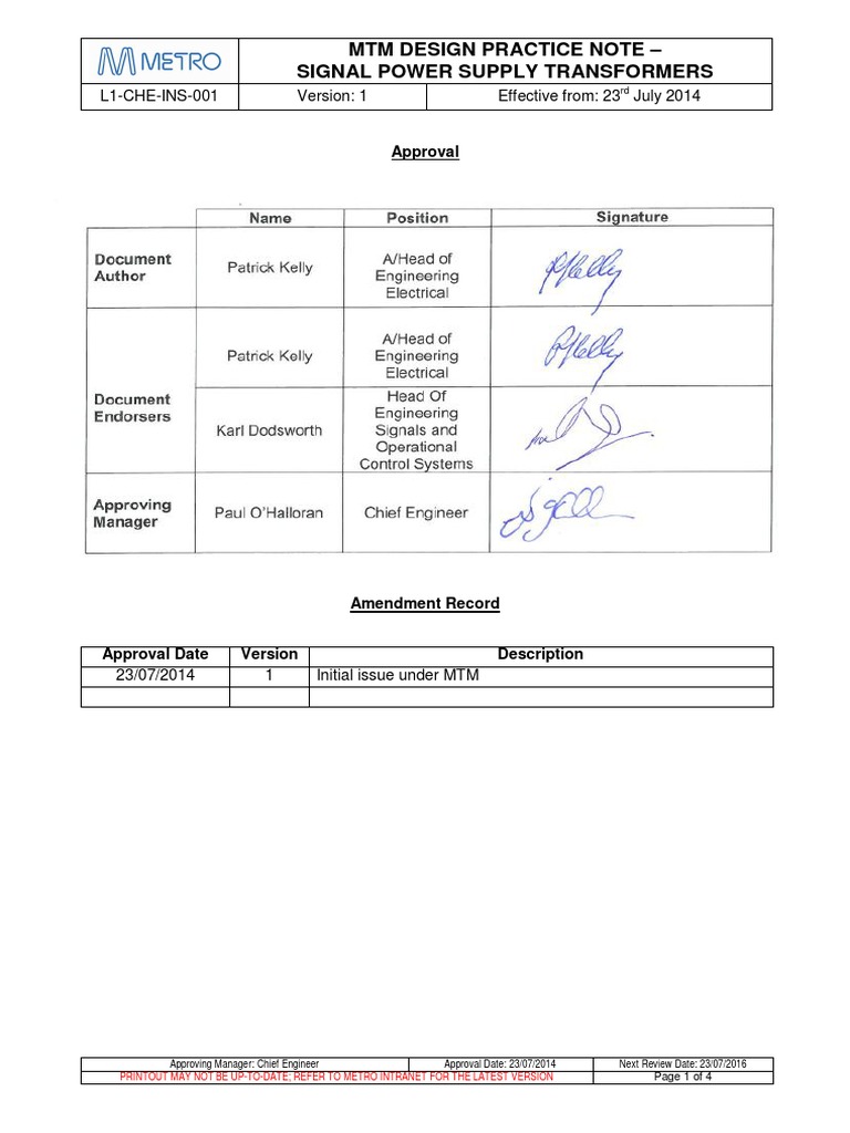 L1-CHE-InS-001 - Signal Power Supply Transformers | PDF | Transformer ...