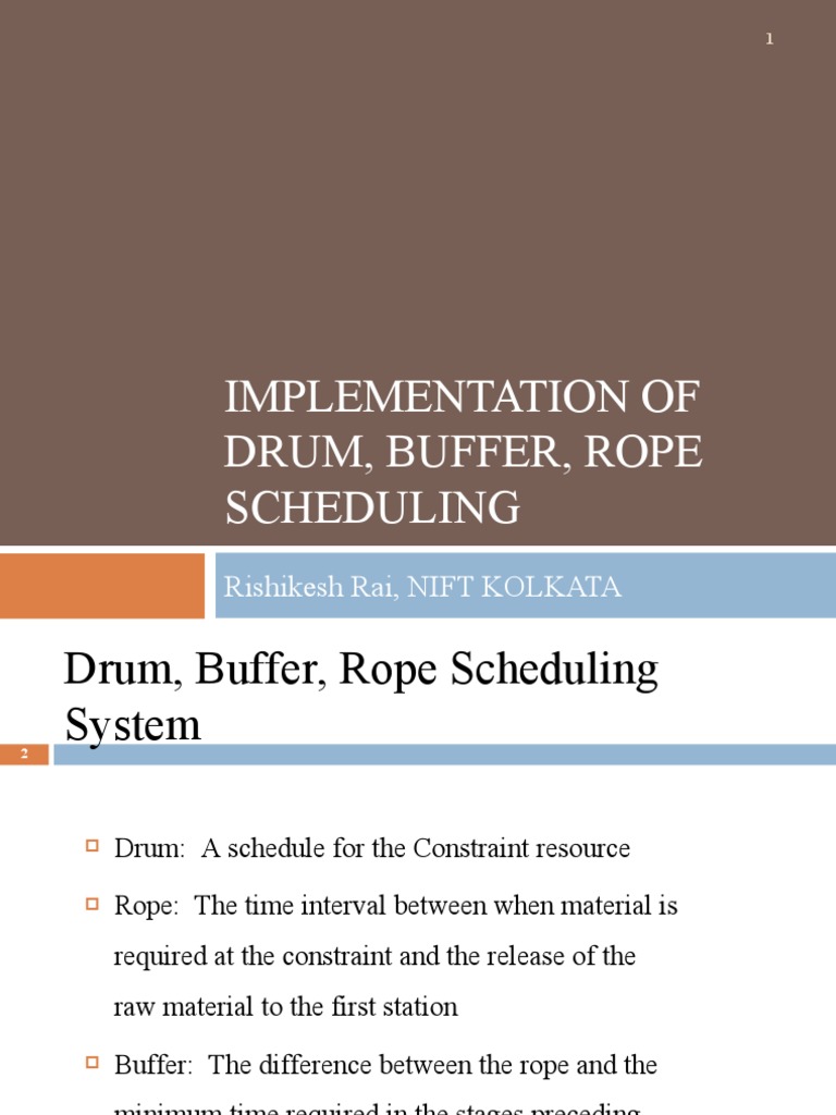 Implementation of Drum, Buffer, Rope Scheduling | PDF | Inventory | Business