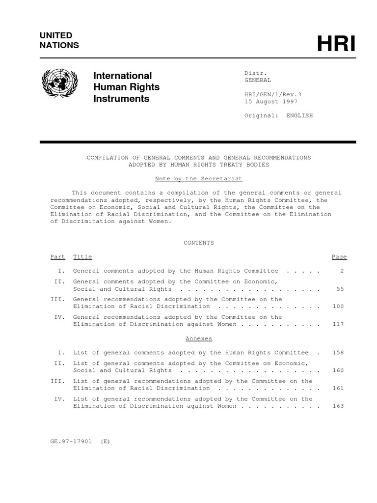 International Human Rights Instruments: United Nations | PDF | European ...