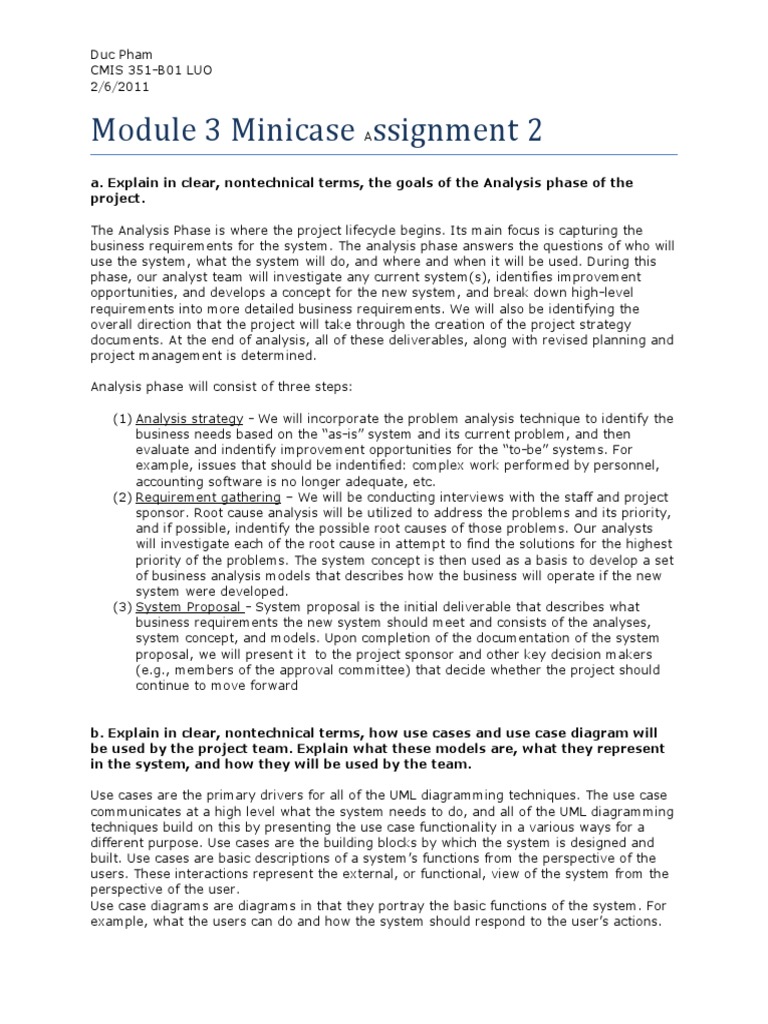 Module 3 Minicase Assignment 2 | PDF | Use Case | System