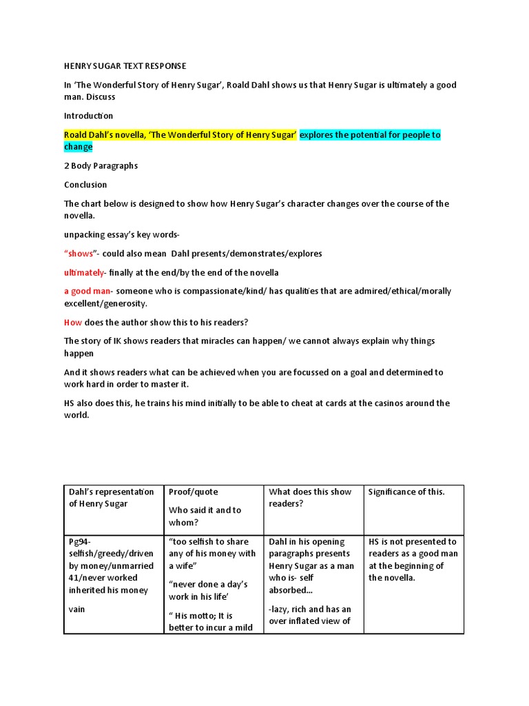 Henry Sugar Text Response | PDF | Philosophical Theories