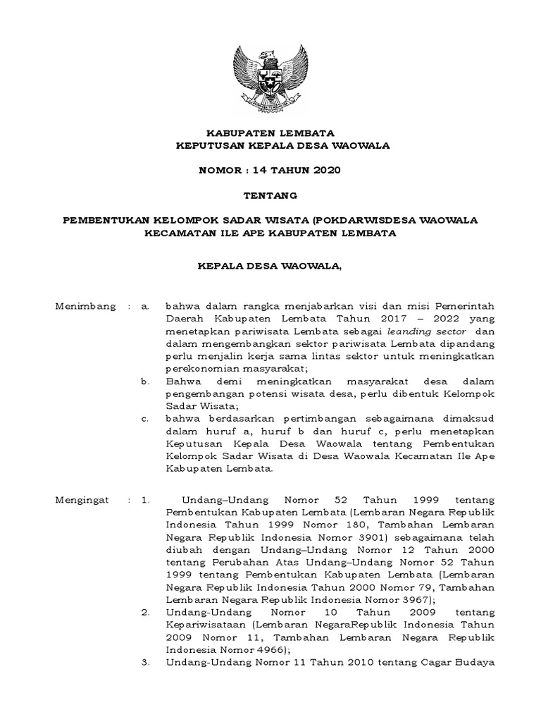 Sk. Pokdarwis. | PDF | Perjalanan