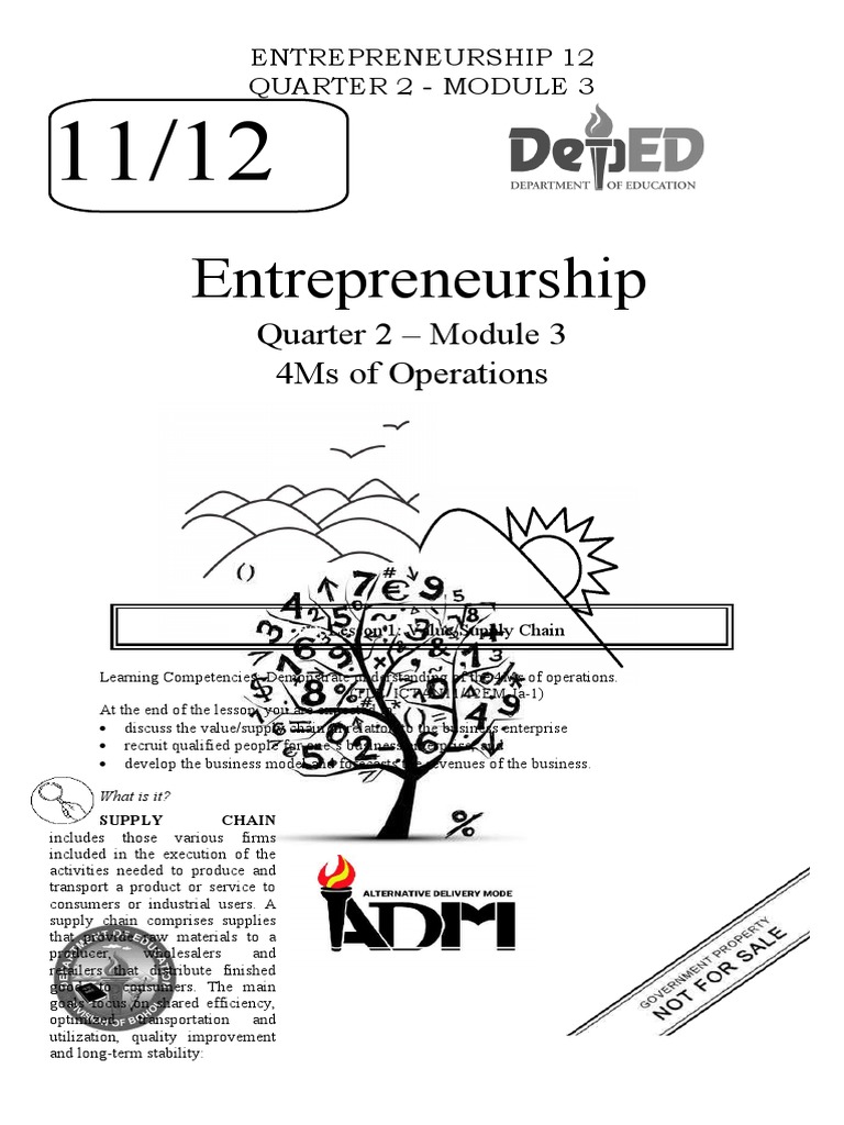 Entrepreneurship: Quarter 2 - Module 3 4Ms of Operations | PDF | Supply ...